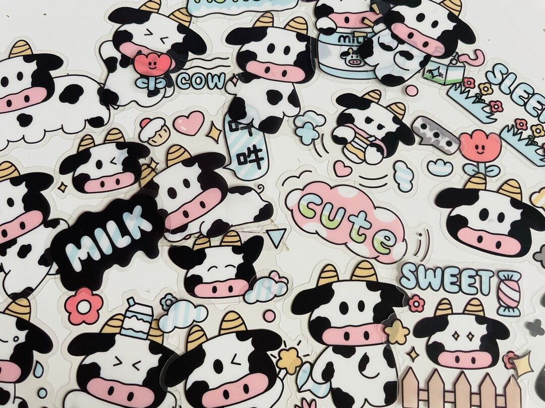 10 Vinyl Cow Stickers, Kawaii Cow, Small Cow Stickers, Cow Gifts, Cow ...