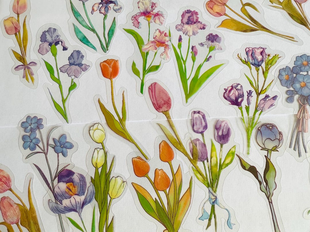 Dried Flowers Sticker Set, Wild Flower Bouquet Stickers, Wildflowers ...