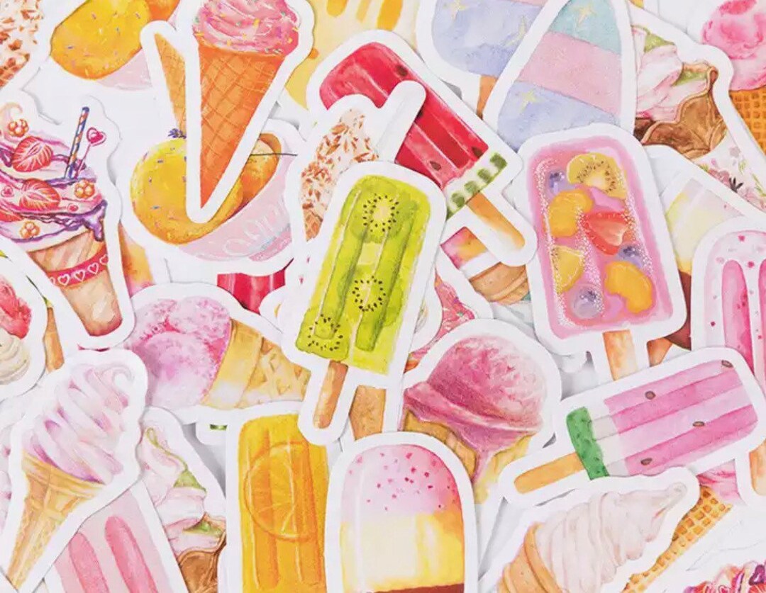 10 Ice Cream Stickers / Ice Lolly / Dessert / Party Stickers Flower ...