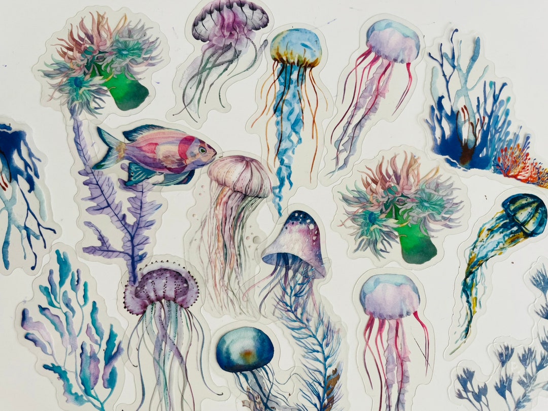 Set of Tropical Fish Stickers, Sea Life, Coral Reef Fish Marine ...