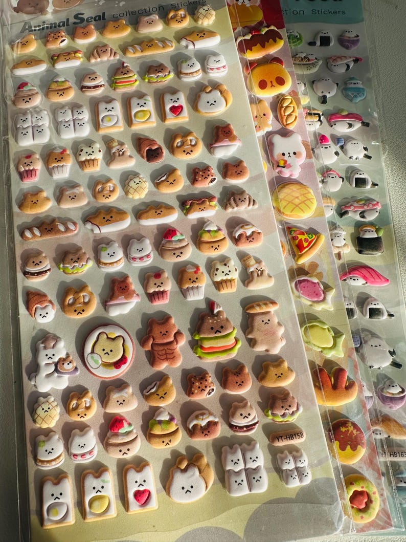 Kawaii Animal Puffy Stickers - One Sheet. Squishy and Sweet! - Etsy ...