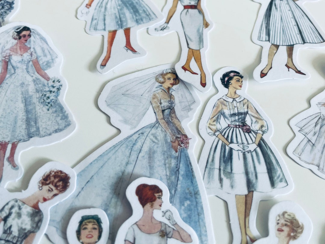 Vintage Fashion Stickers Set / 1950’s Fashion / Vintage Aesthetic ...