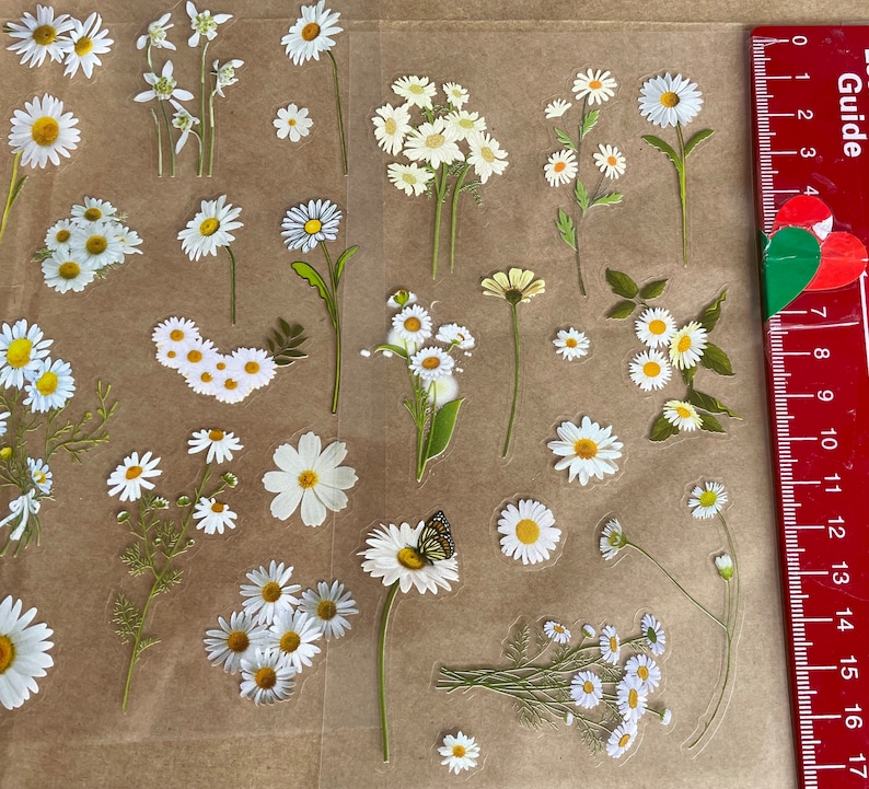 Daisy Flowers Sticker Sheet, Flower Stickers, Meadow , Daisy Stickers ...