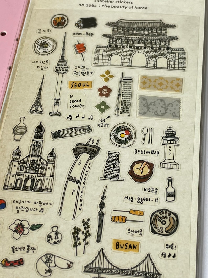 Suatelier Stickers, Beauty of Korea, Large Vinyl Sticker Sheet, Korean ...