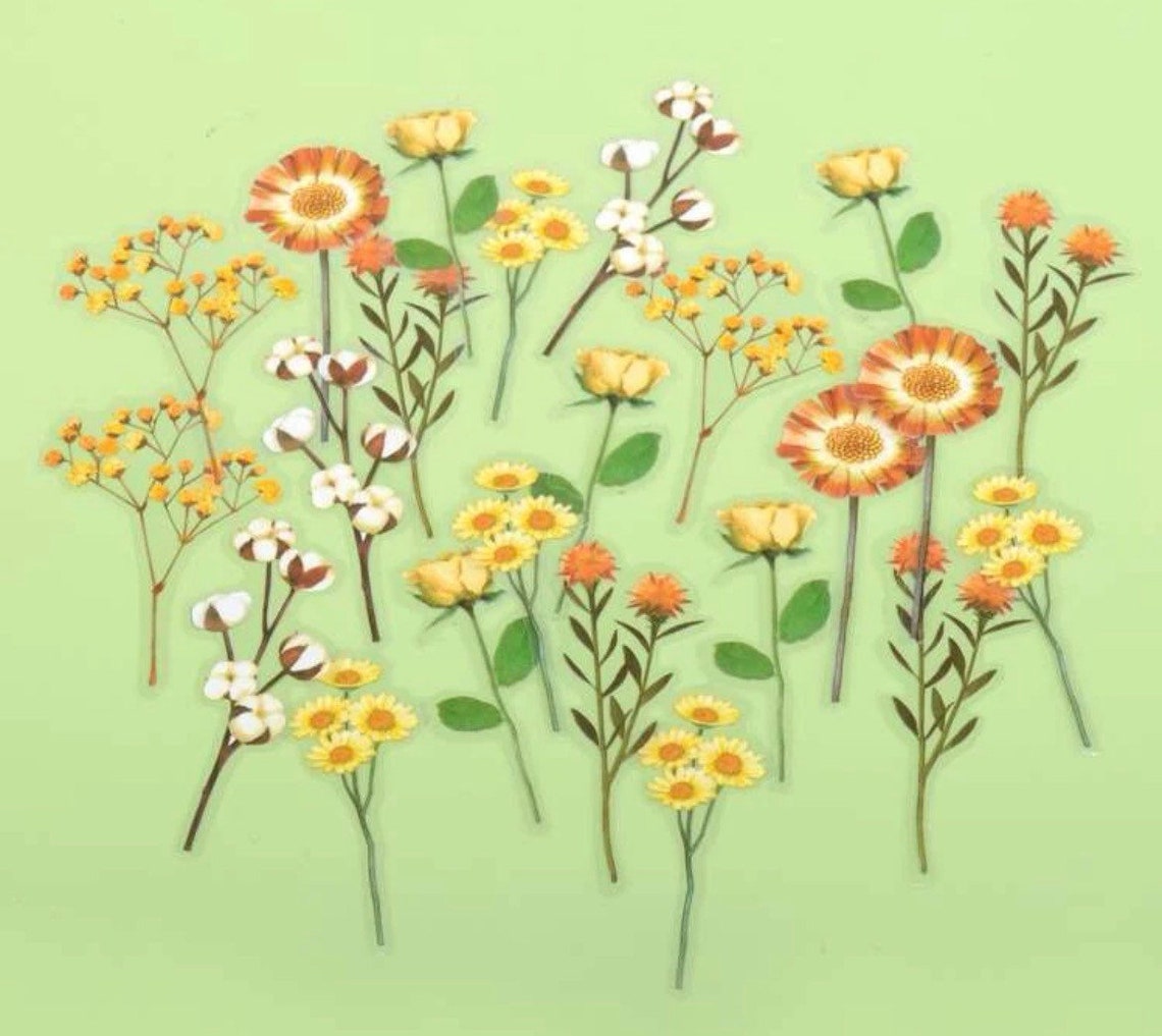 Yellow Flowers Sticker Set Wild Flower Bouquet Stickers - Etsy