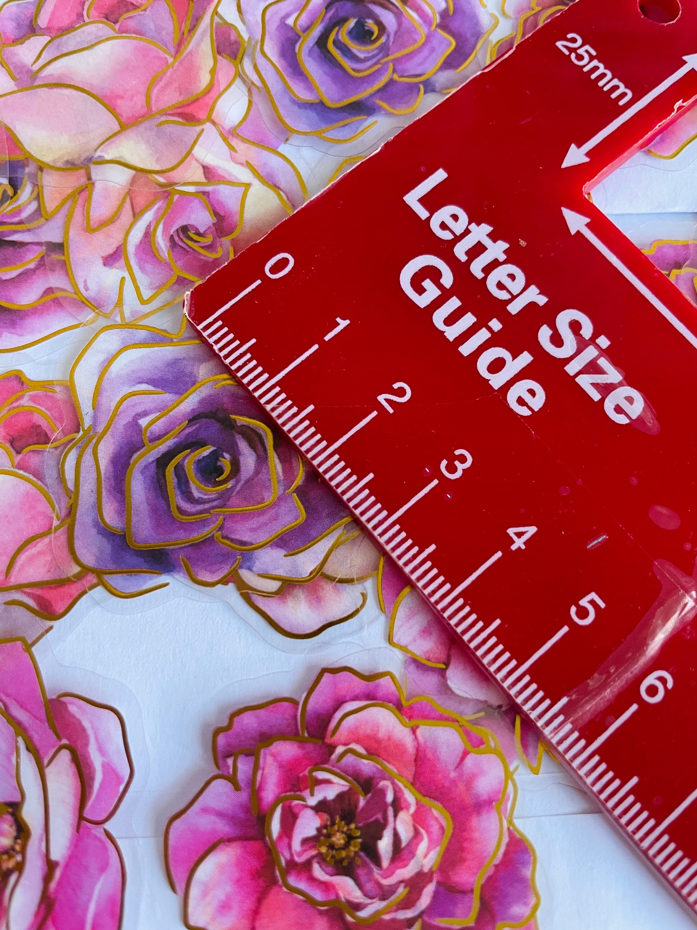 10 Pink Gold Flowers Sticker Set Rose Stickers Wild Flower - Etsy