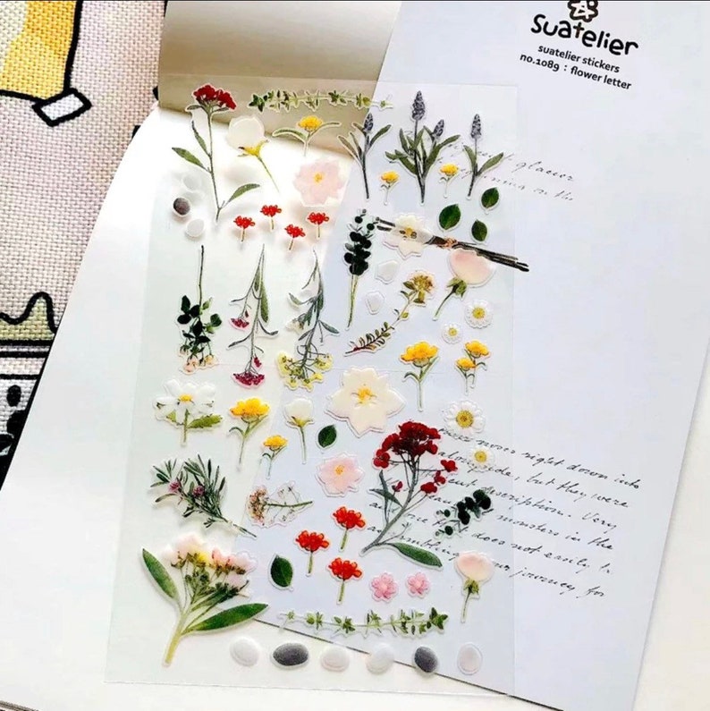Flower Letter, Suatelier, Romantic Flower Stickers, Gardening Stickers ...