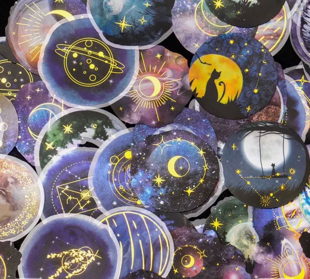 10 Moon Stickers | Blue Moon | Witchy | White | Gothic | Black Magic ...