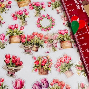 10 Set Tulip Floral Stickers Flower Plants Craft Stickers - Etsy