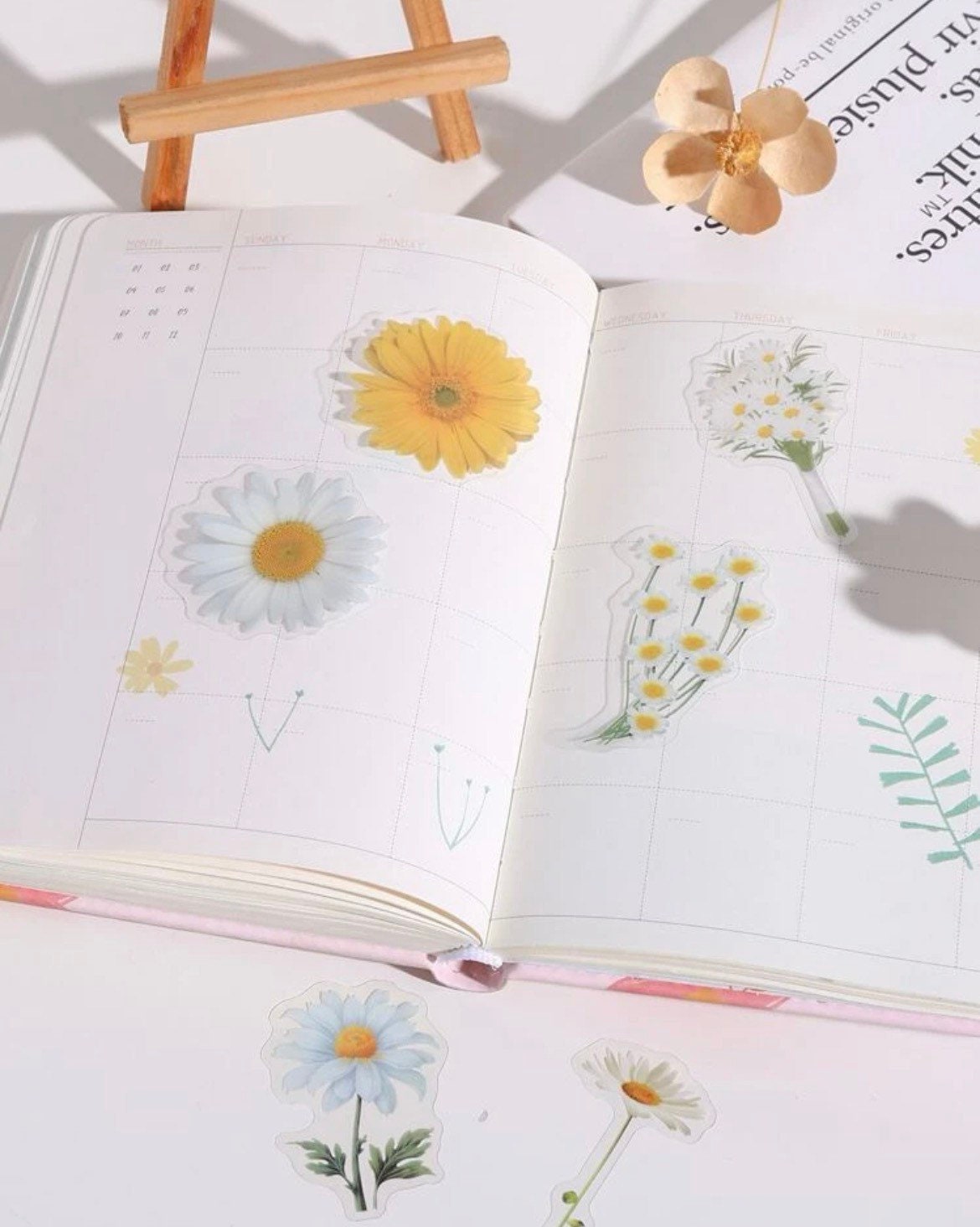 10 Daisy Flowers Sticker Set, Flower Stickers, Meadow , Daisy Stickers ...