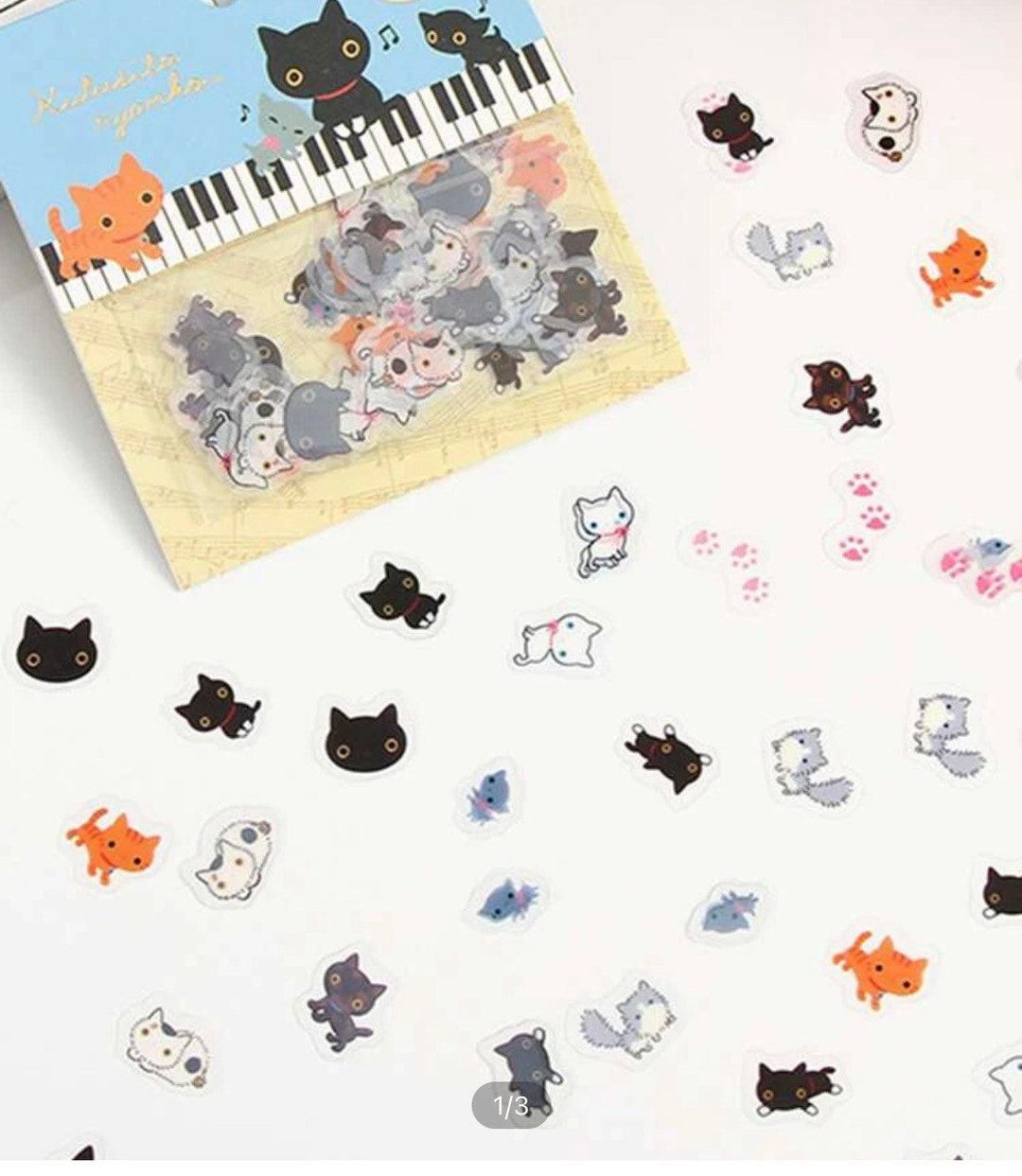 Set of Tiny Black Cat |kitten | Cat Stickers - 10 Stickers | Cat Gifts ...