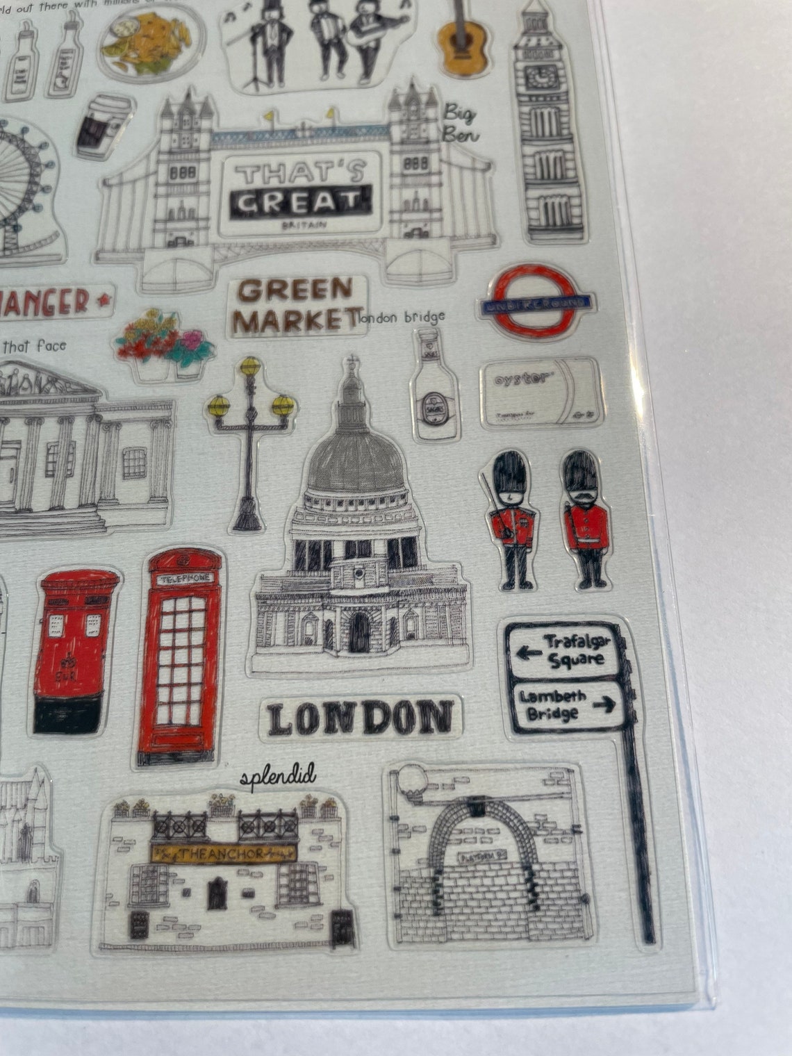 Suatelier London Themed Stickers, Large Vinyl Sticker Sheet, Great ...