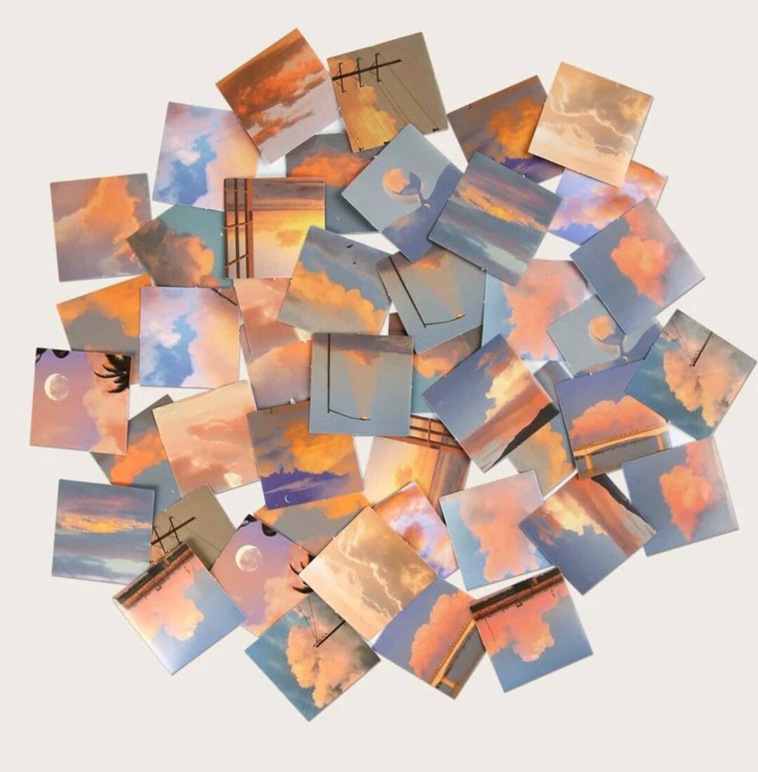 10 Aesthetic Clouds Sun Sunset Orange Grey Themed Stickers / Bullet ...
