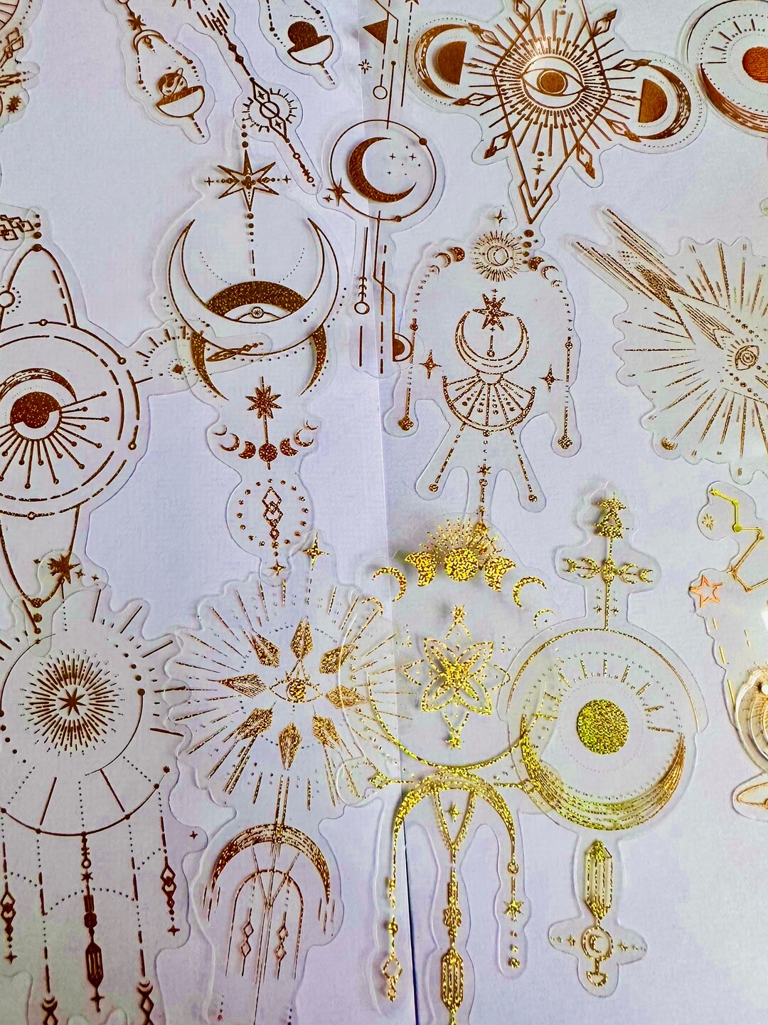 Sets of Golden Moon Stickers / Aesthetic Star / Gold Holographic ...