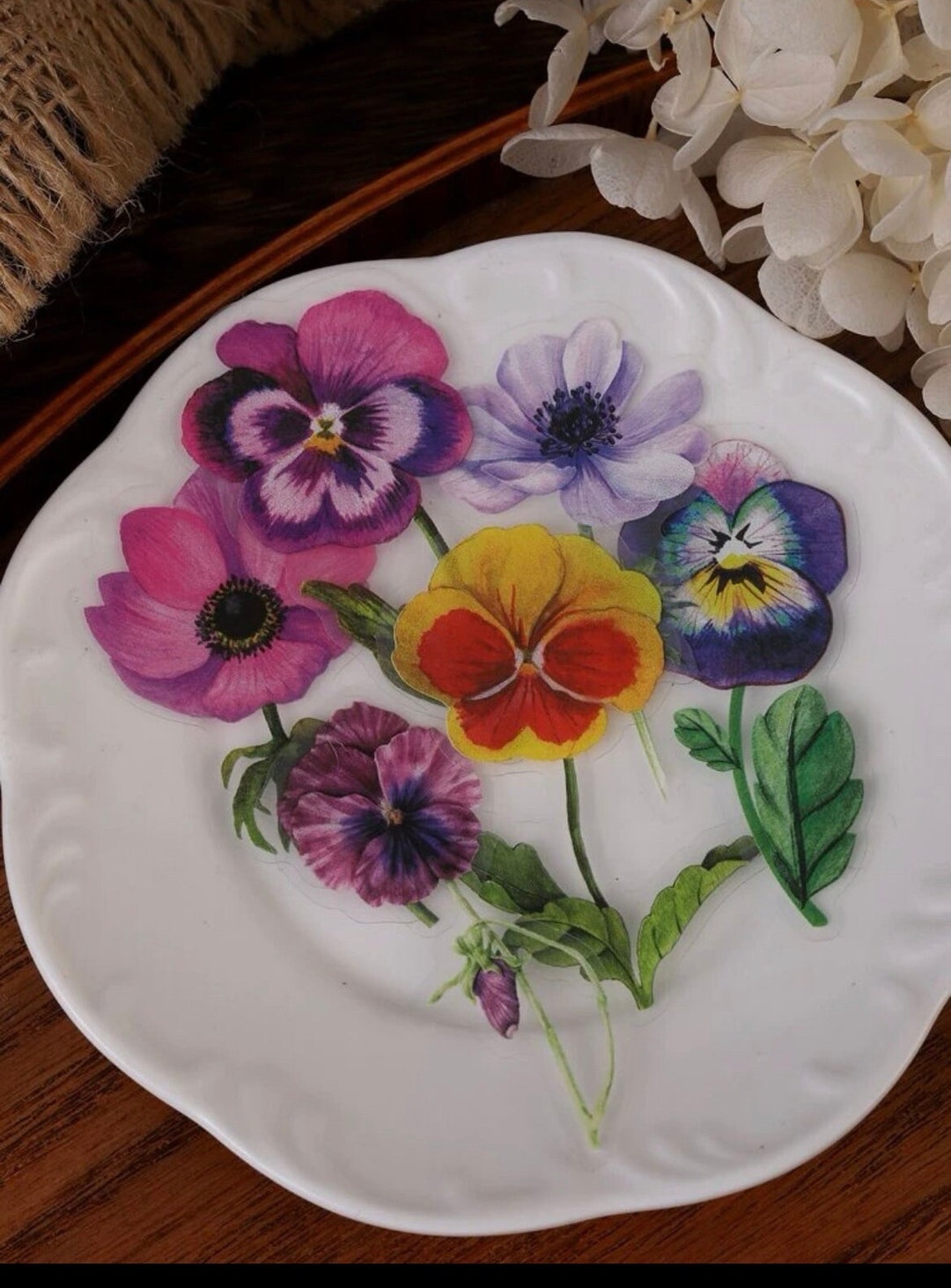 10 Pansyflowers Sticker Set, Purple Stickers, Wild Flower Bouquet ...