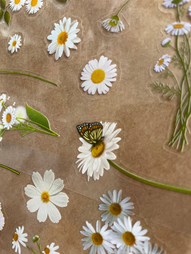 Daisy Flowers Sticker Sheet, Flower Stickers, Meadow , Daisy Stickers ...