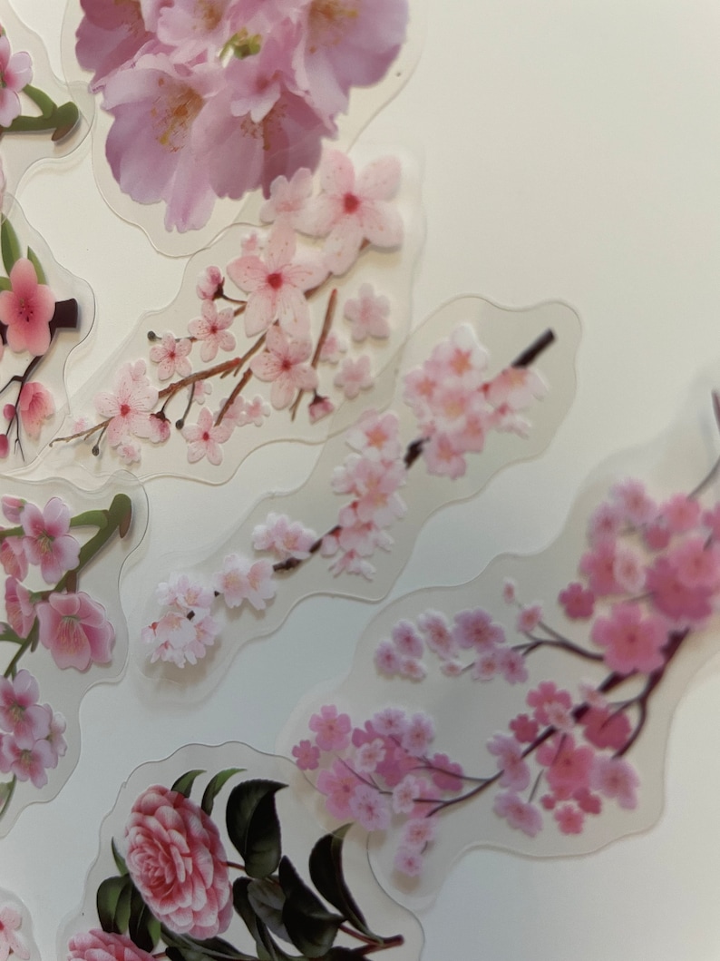 Pink Blossom Flowers Sticker Set Sakura Blossom Stickers - Etsy