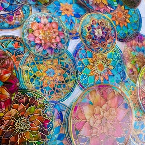 Vintage Glass Mandala Stickers , Well-being Stickers, Vintage Art ...