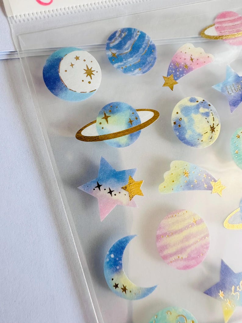 1 Sheet of Pastel Moon/ Star / Celestial / Holographic Golden Moon ...