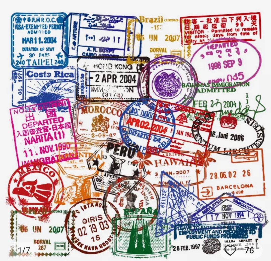 Passport Stamp Stickers | Die Cut Decal Set | Waterproof Reusable ...