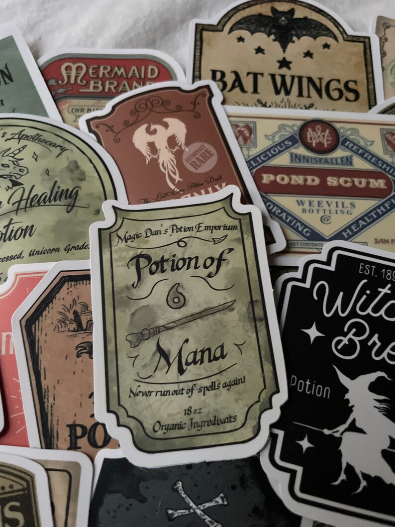 Potions Bottle Label Stickers Witch / White / Gothic/ Black - Etsy
