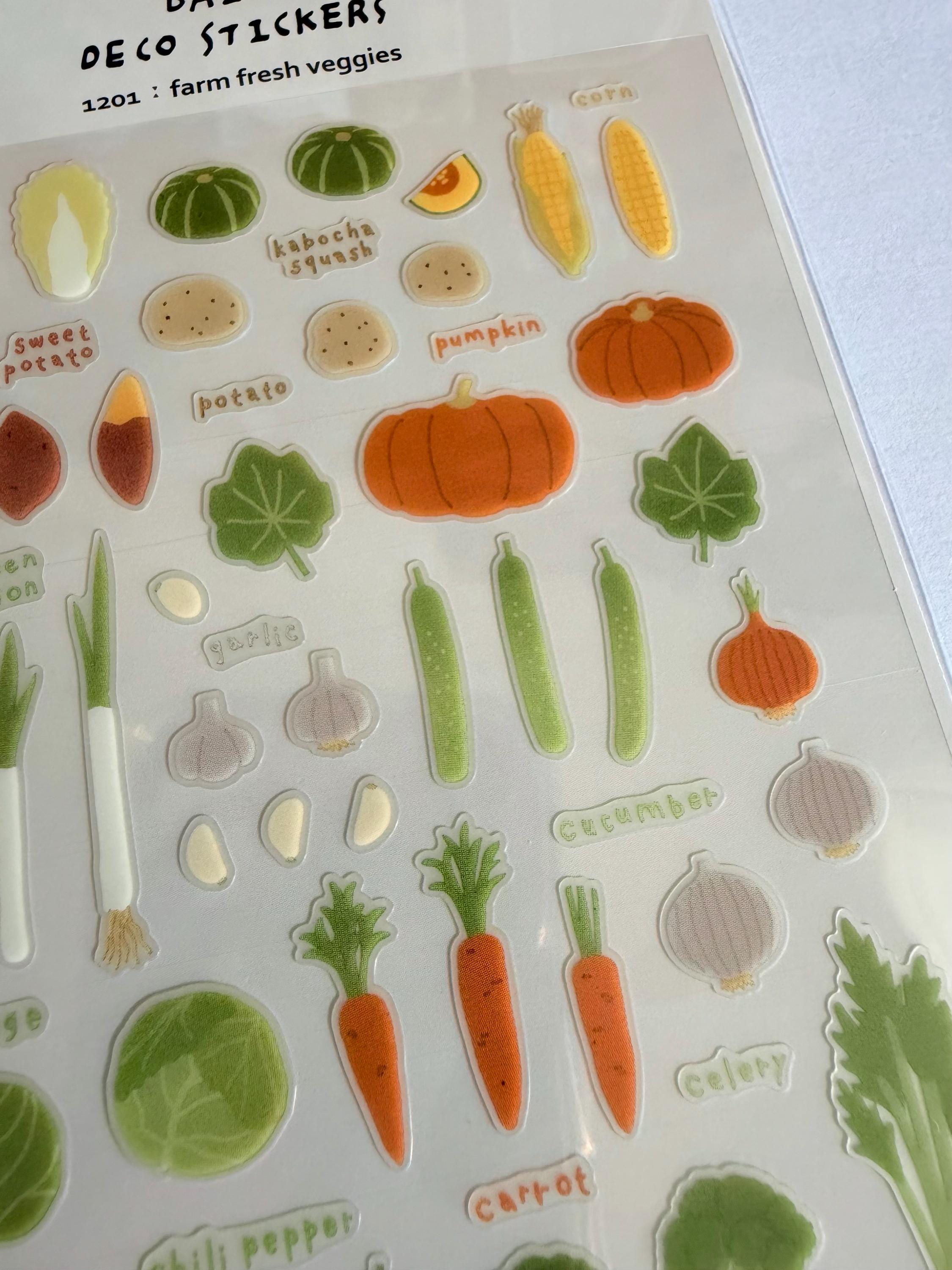 New! Suatelier Farm Fresh Veggies Sticker Sheet Kitchen Themed Stickers ...