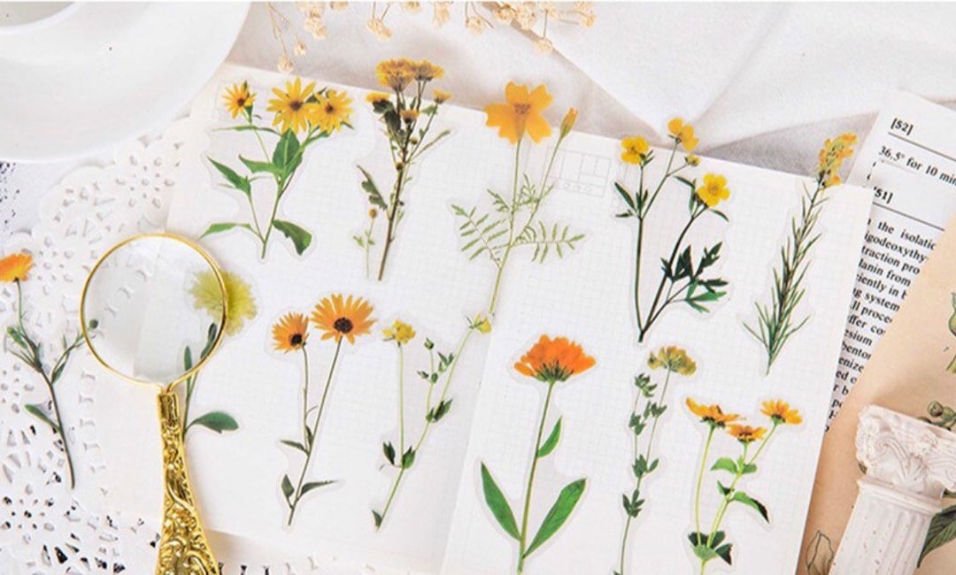 10 Yellow Flowers Sticker Set, Lily Stickers, Rise, Daisy Stickers ...