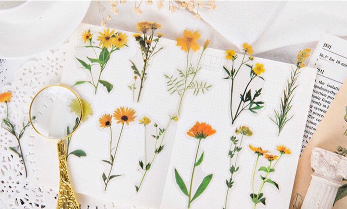 10 White Flowers Sticker Set, Lily Stickers, Rise, Daisy Stickers ...