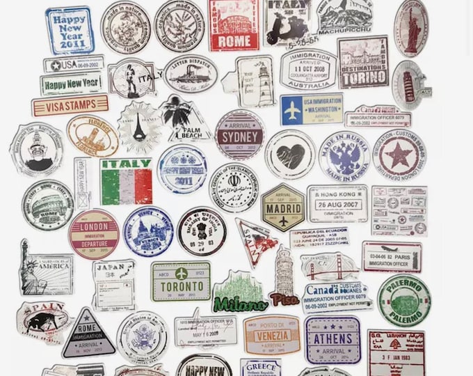 50 Transparent Passport Stamp Sticker Pack With 50 Vinyl Clear Tourist ...