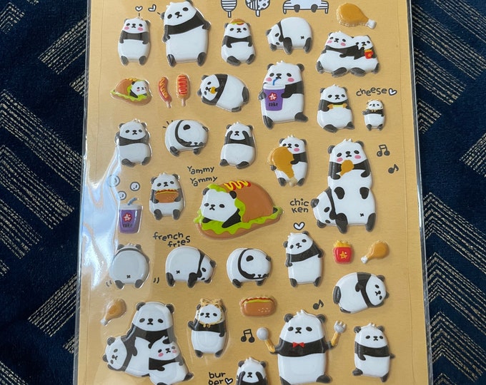 Panda Puffy Sticker Cute Animal Kawaii Pet Label Wildlife National ...