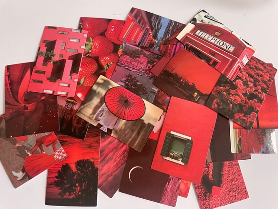 10 Aesthetic Red Themed Random Image Stickers Bullet Journal | Etsy