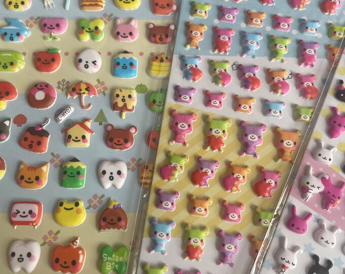 Kawaii Animal Puffy Stickers One Sheet. Squishy and Sweet - Etsy