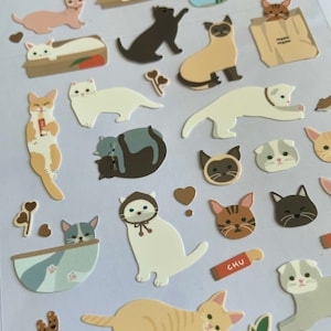Statelier Meow Cat Stickers/ Kitty Sticker Set./ Persian / Tabby / Cat ...