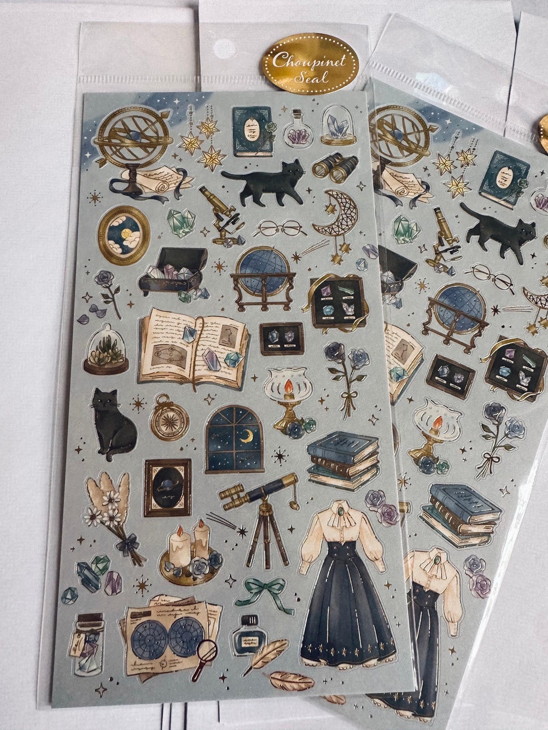 Witch / Moon/ Star / Celestial / Holographic Golden Moon Stickers. Star ...