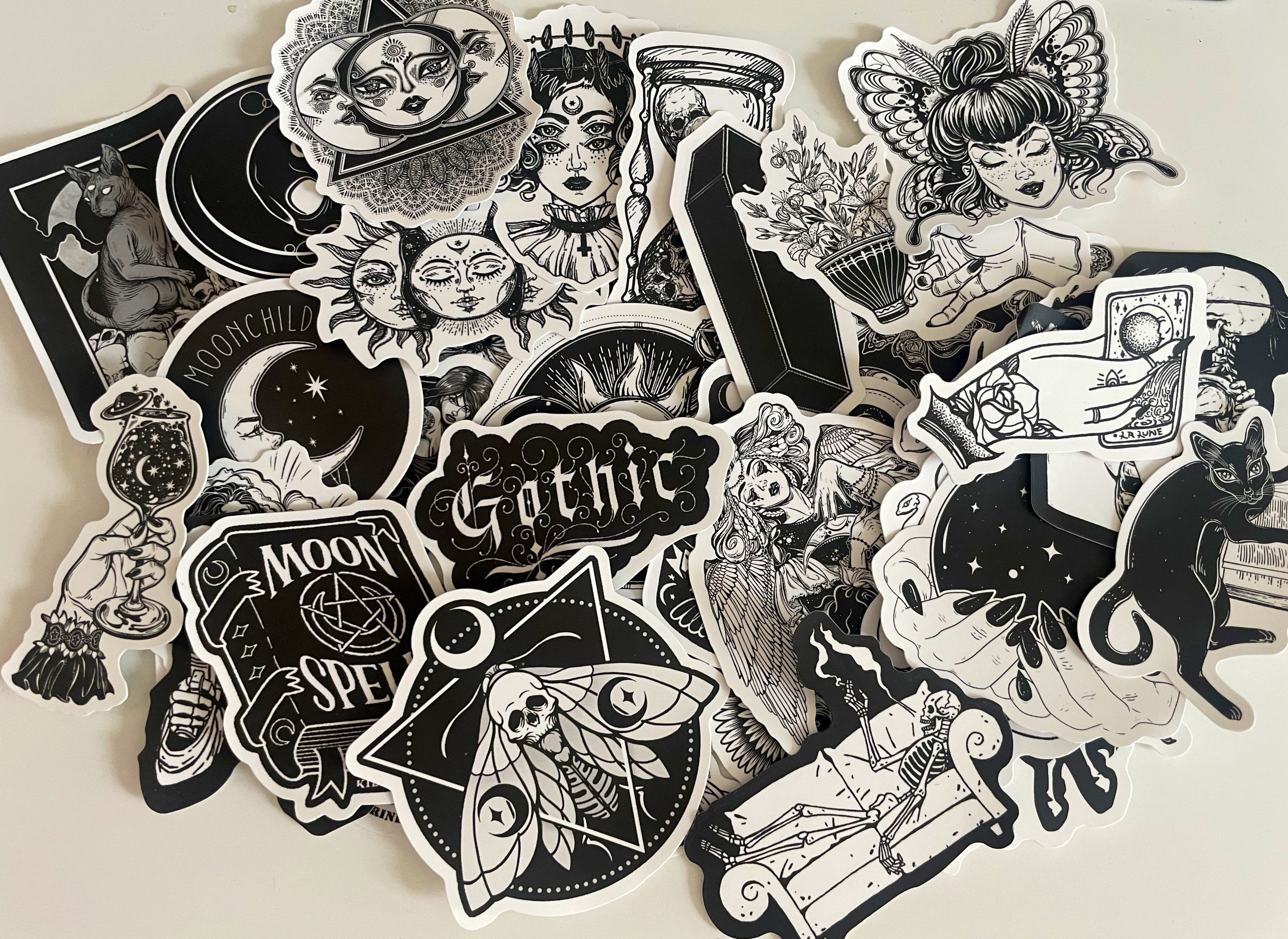 Gothic Raven Stickers | White / Gothic/ Black Magic/ Spirits / Stickers ...