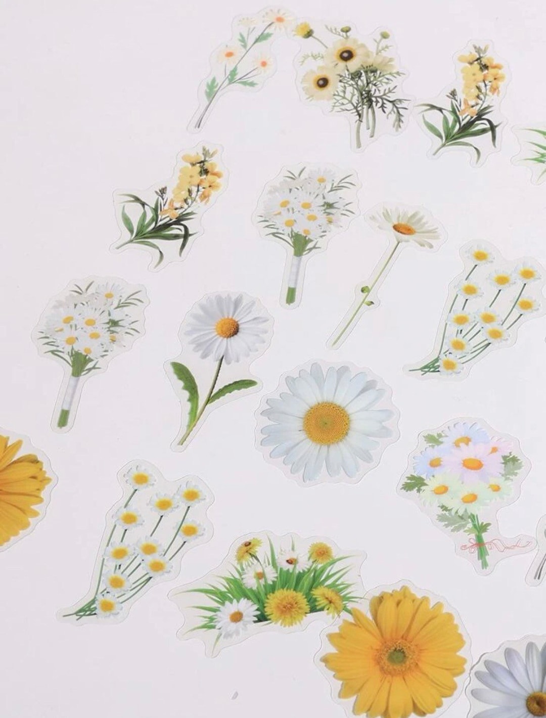 10 Daisy Flowers Sticker Set, Flower Stickers, Meadow , Daisy Stickers ...