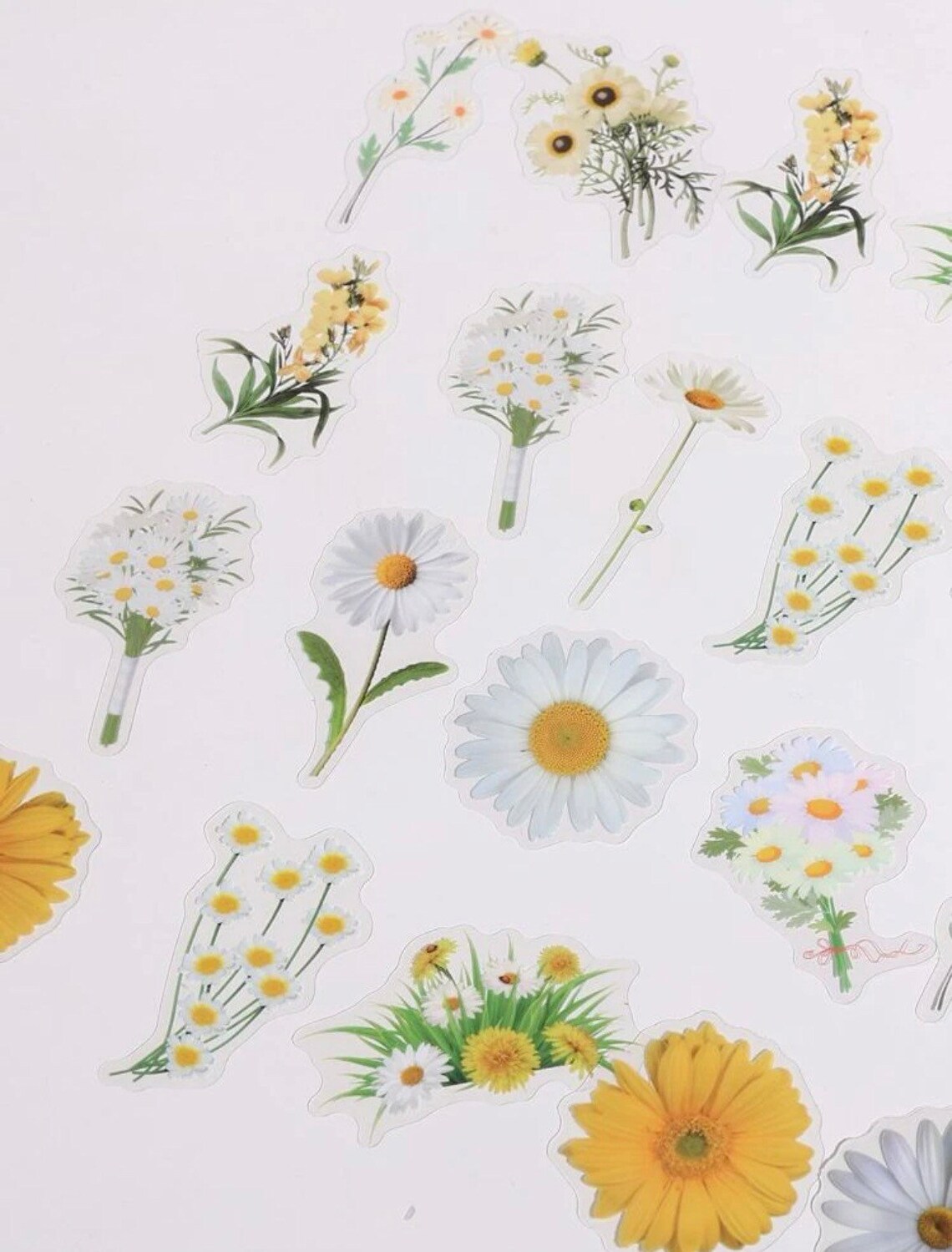 10 Daisy Flowers Sticker Set, Flower Stickers, Meadow , Daisy Stickers ...