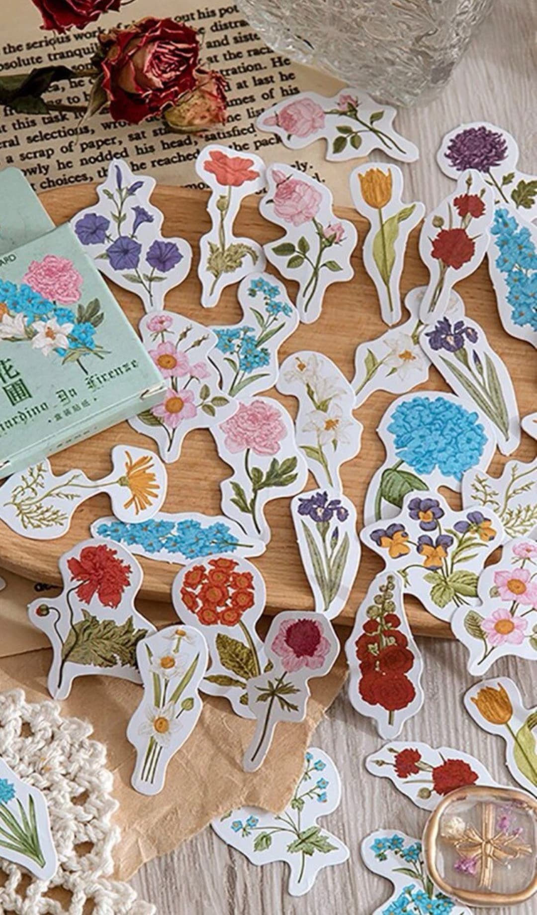 Pink Blossom Flowers Sticker Set, Sakura Blossom Stickers, Peony, Pansy ...