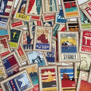 Vintage European Cities Stickers, Retro Historic Landmarks Planner ...