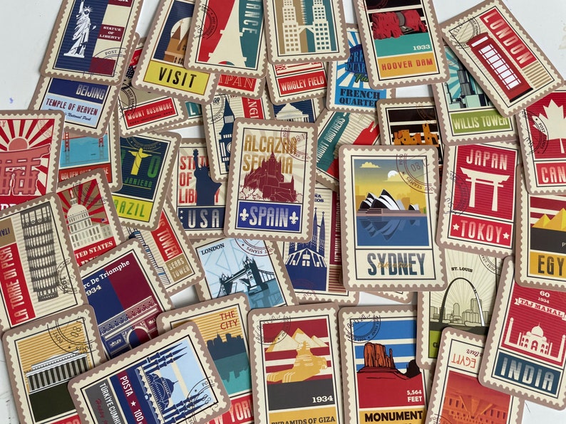 Vintage European Cities Stickers Retro Historic Landmarks - Etsy
