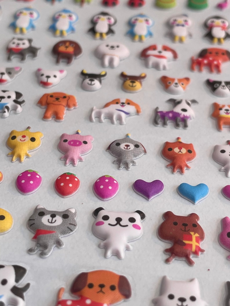 Kawaii Animal Puffy Stickers One Sheet. Squishy and Sweet - Etsy