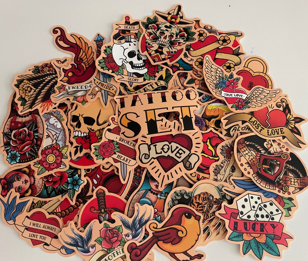 10 Tattoo Stickers Skull Ink Love Inked Stickers Live - Etsy