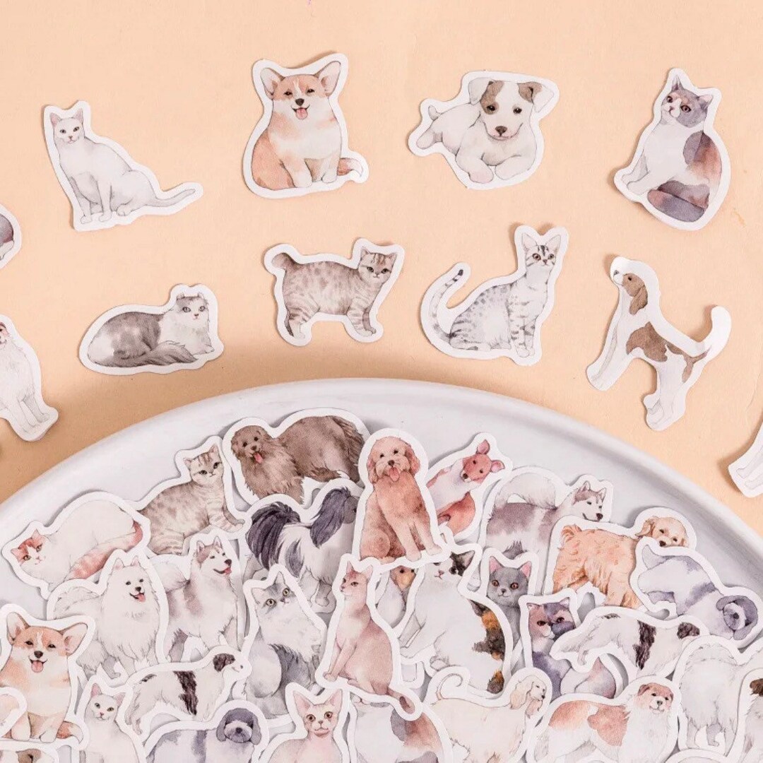 SET OF 10 Cat and Dog Stickers Pup/dog/pet Stickers / Cat Gift / Dog ...