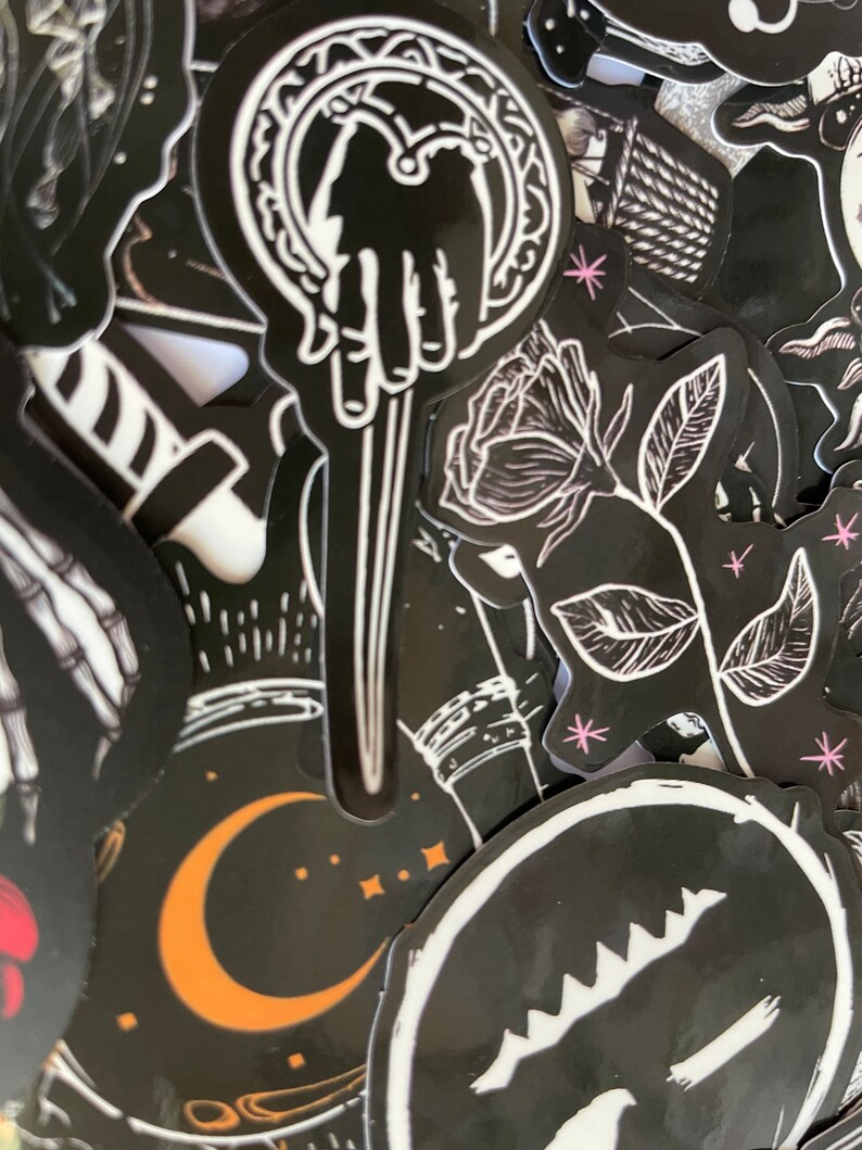 10 Gothic Stickers, Witch / White / Gothic/ Black Magic/ Stickers ...