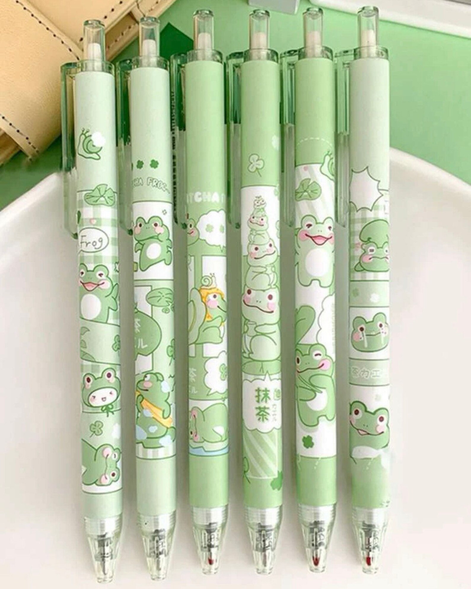 Kawaii Frog Pen Green Frog Pen Kawaii Kitsch 0.5mm Black Gel - Etsy UK