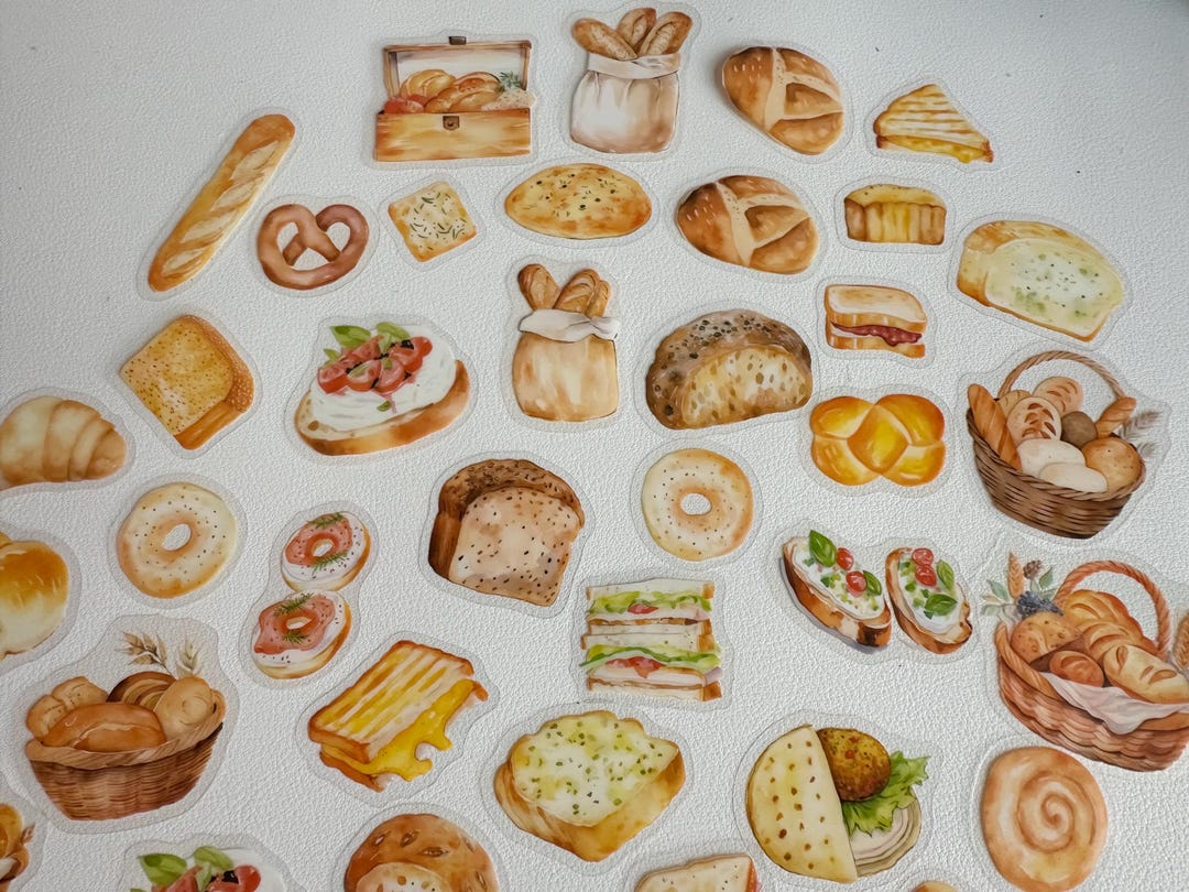 NEW Bakery Stickers/ Retro Food/ Cookie / Cinnamon Bun / Sticker Sheet ...