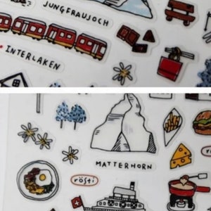 Suatelier A Walk in Swiss, Switzerland Stickers, Holiday Themed ...