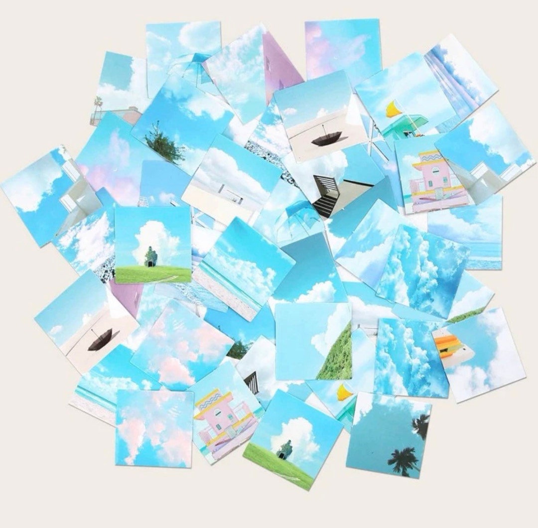 10 Aesthetic Blue Clouds, Sun, Sunset Orange Grey Themed Stickers ...