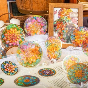 Vintage Glass Mandala Stickers , Well-being Stickers, Vintage Art ...