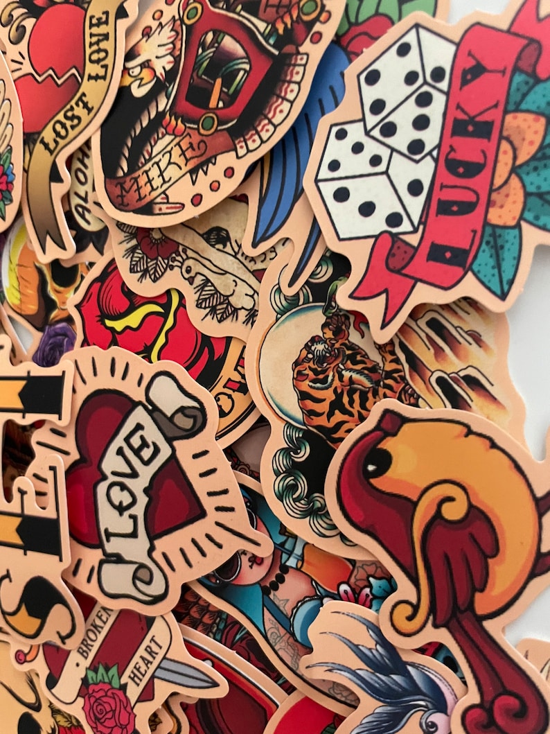 10 Tattoo Stickers Skull Ink Love Inked Stickers Live - Etsy
